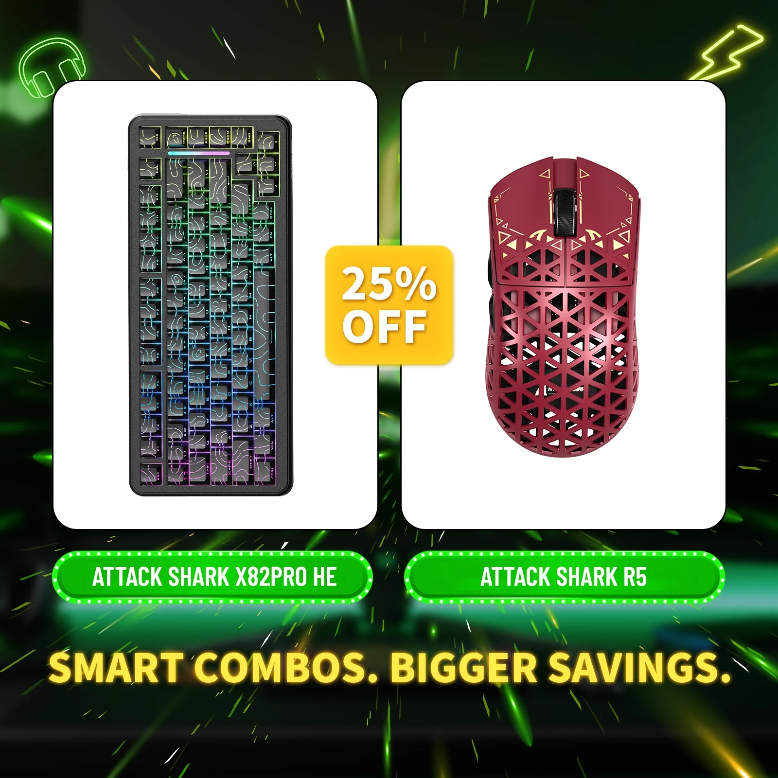 ATTACK SHARK X82PRO HE Rapid Trigger Keyboard + R5 Carbon Fiber ...